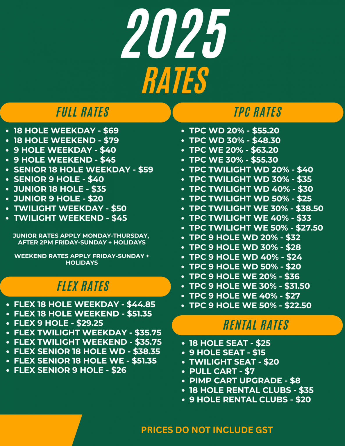 Rates - Woodside Golf Course - Airdrie Alberta